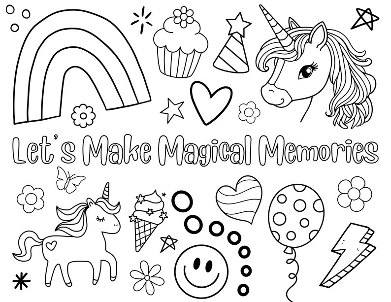 Let's Make Magical Memories Coloring Page, Magical Unicorn Birthday ...