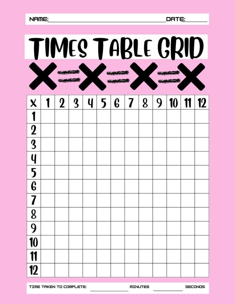 Printable Multiplication Worksheet for Times Tables 1 to 12 ...