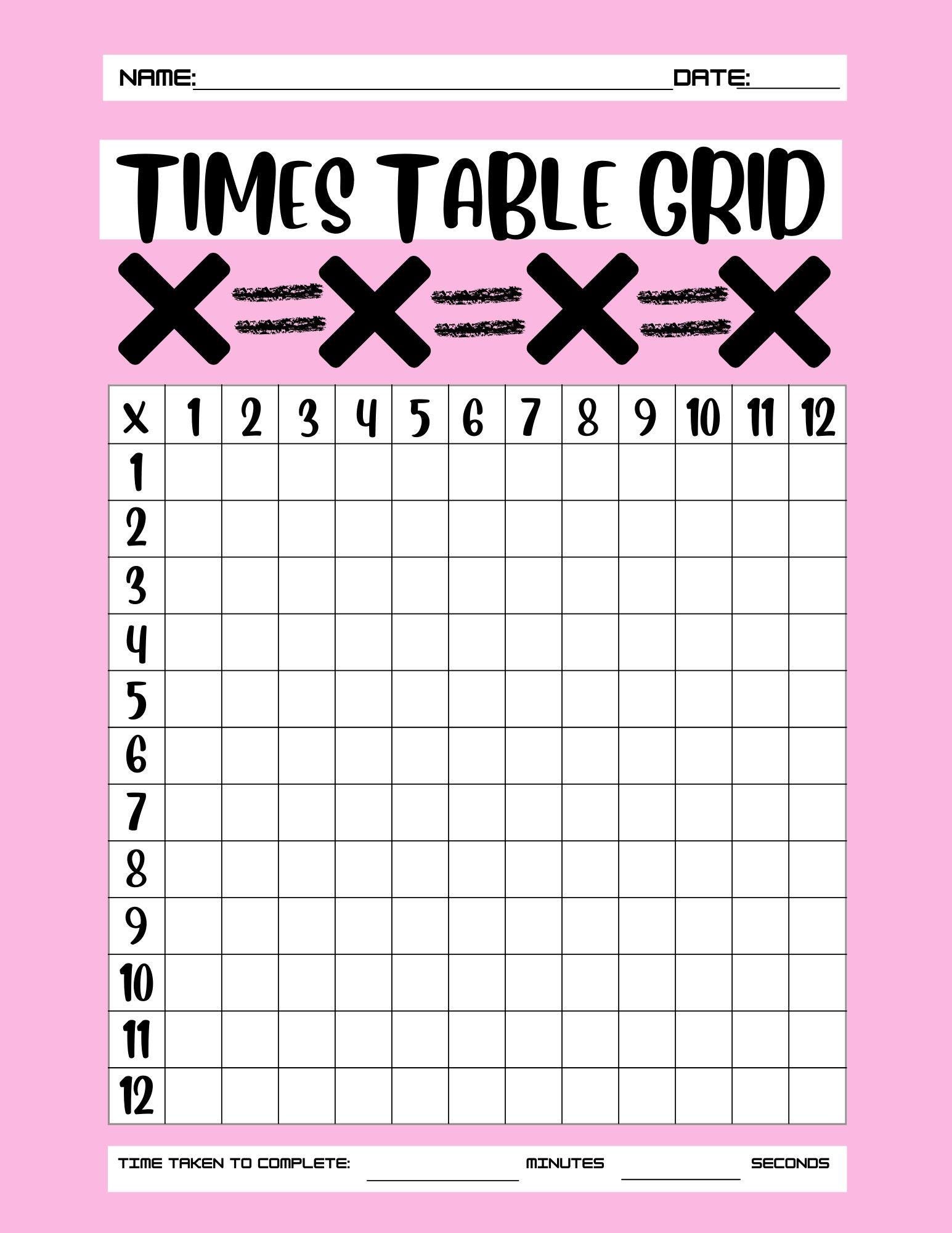Printable Multiplication Worksheet for Times Tables 1 to 12 ...