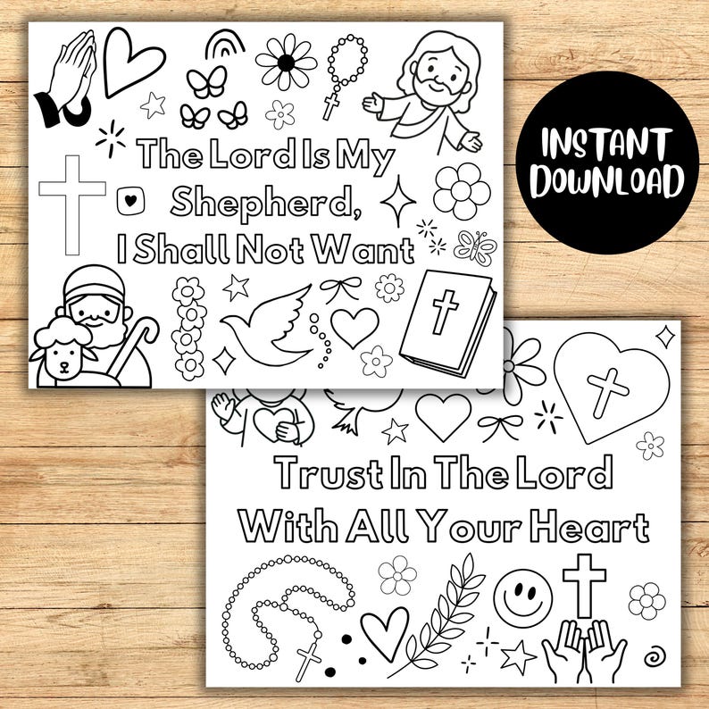 Christian Coloring Sheets for Kids Set of 2, Bible Verse Printables ...
