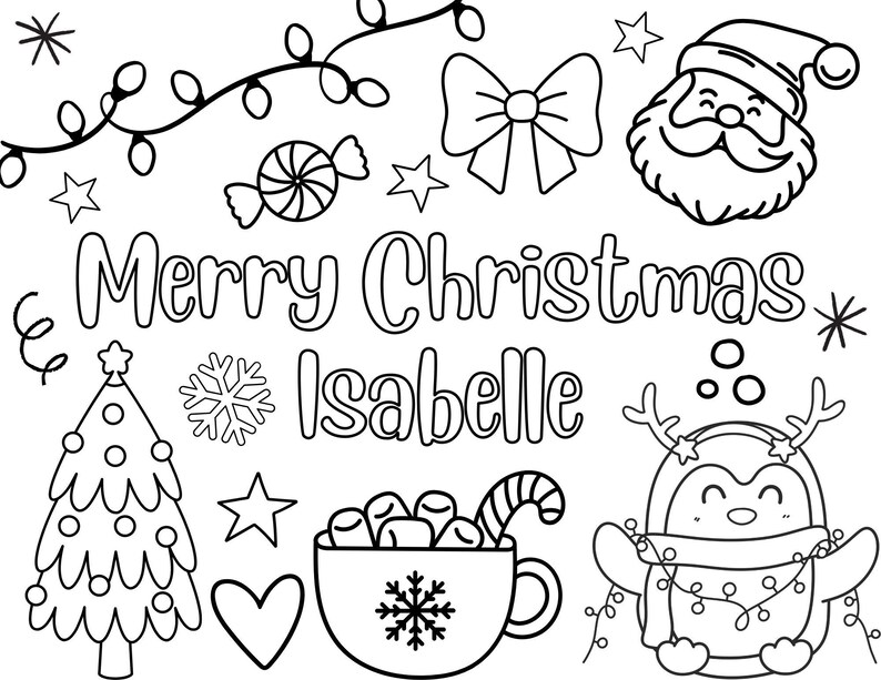 EDITABLE Christmas Coloring Sheet, Whimsical Fun Cute Coloring Sheet ...