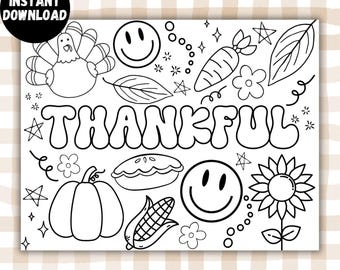 Cute and Adorable Thanksgiving Coloring Sheet, Thanksgiving Party ...