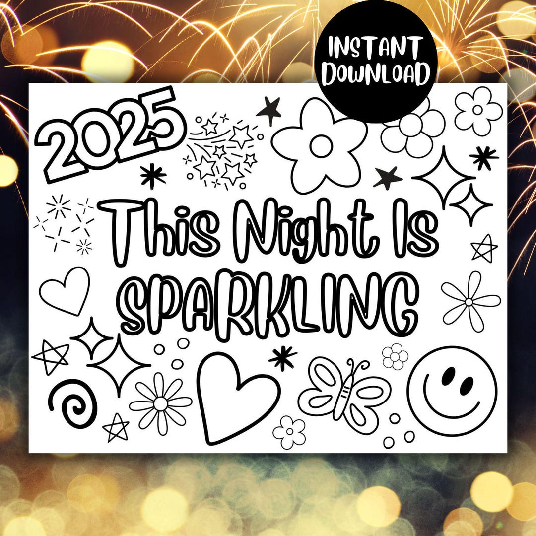 2025 Happy New Year Coloring Sheet, Cute Fun New Year Coloring Sheet ...