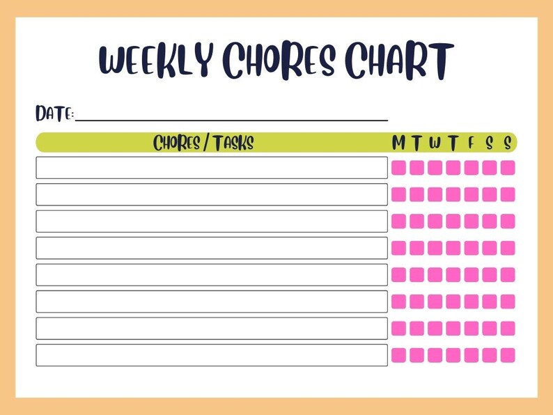 The CUTEST Weekly Chores Chart! Printable | for Weekly Responsibility ...