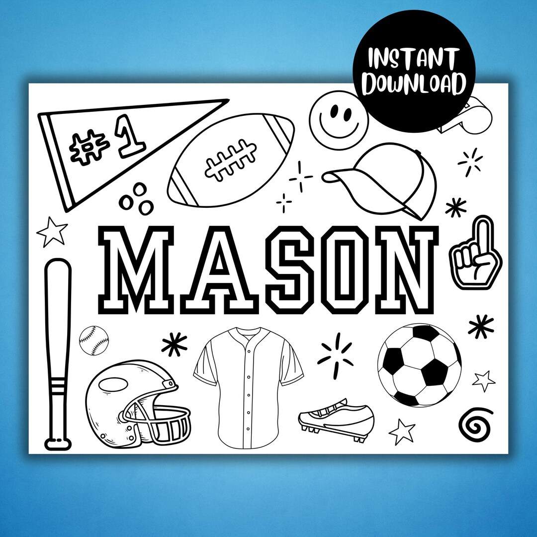 EDITABLE Coloring Sheet, Sporty Cute Fun Coloring Page for Boys & Girls ...