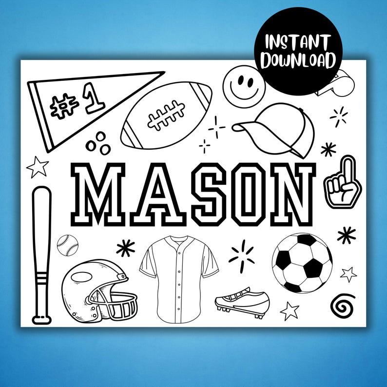 EDITABLE Coloring Sheet, Sporty Cute Fun Coloring Page for Boys & Girls ...