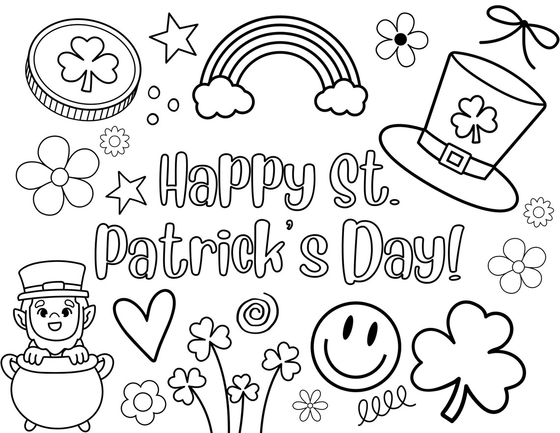 Happy St. Patrick's Day Coloring Sheet, Festive Activity, Ireland Irish ...
