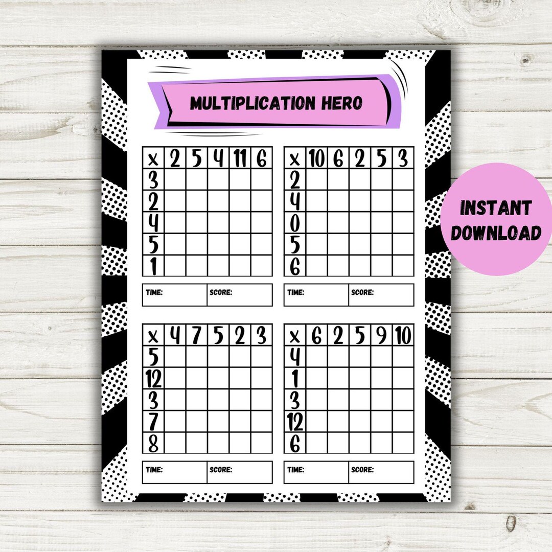 Printable Multiplication Worksheet for Times Tables | Timed ...
