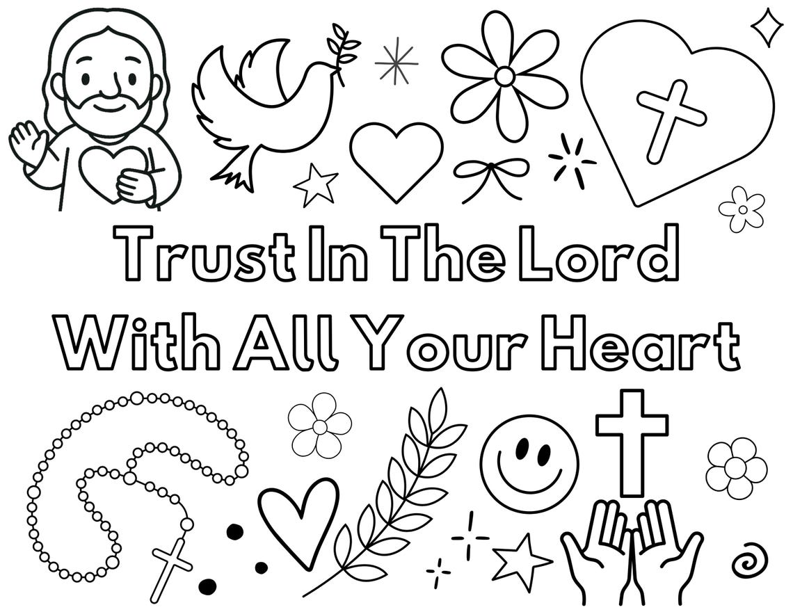 Bible Verse Coloring Pages for Kids, Sunday School Activity, Christian ...