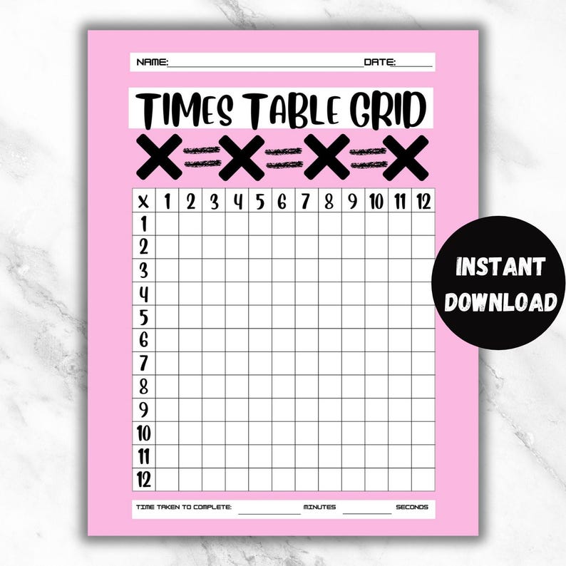 Printable Multiplication Worksheet for Times Tables 1 to 12 ...
