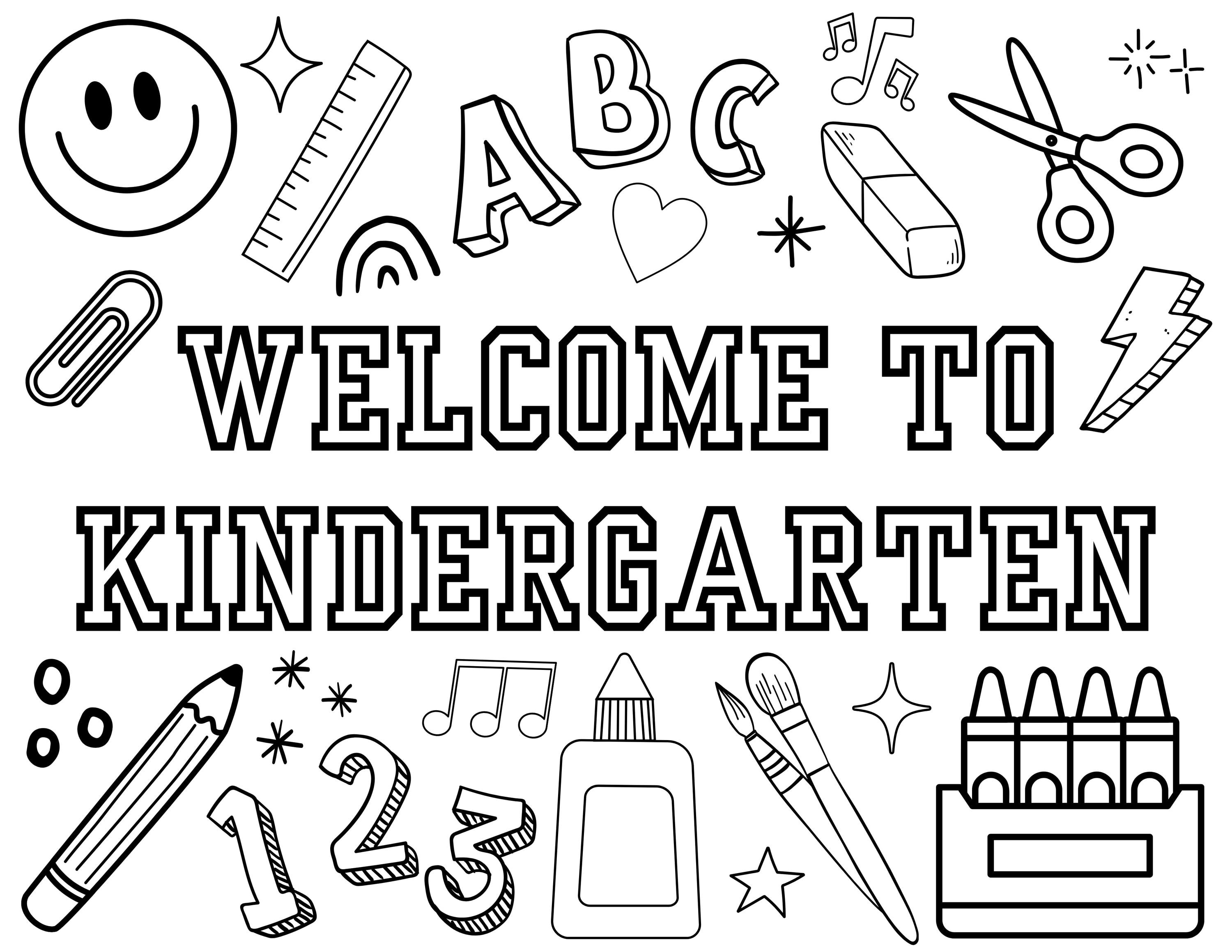 Back to School Coloring Page for Kindergarten, Printable Instant ...