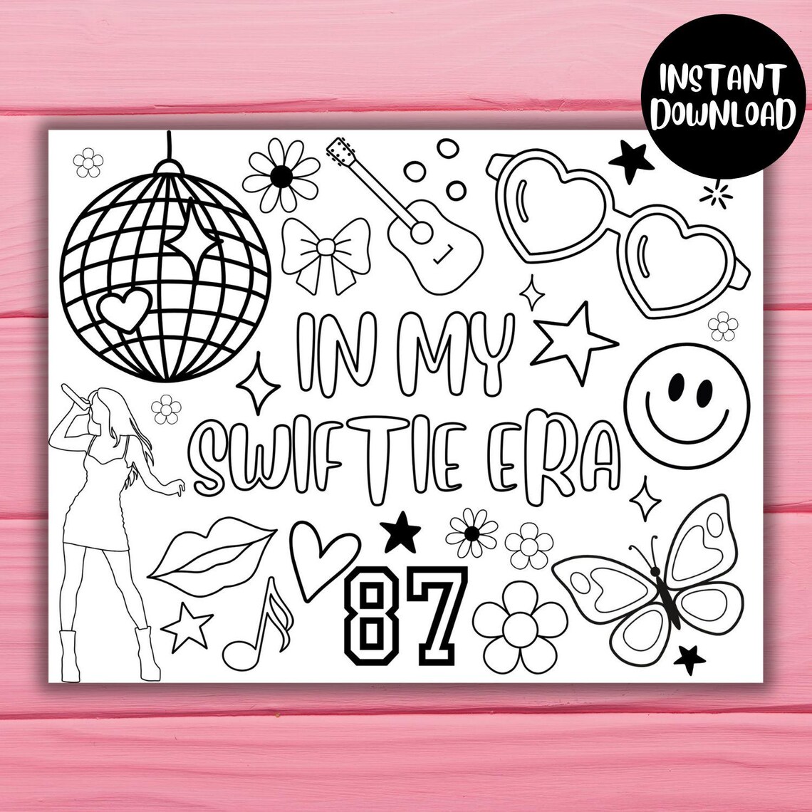 In My Swiftie Era Coloring Sheet Printable, Taylor Inspired Coloring ...