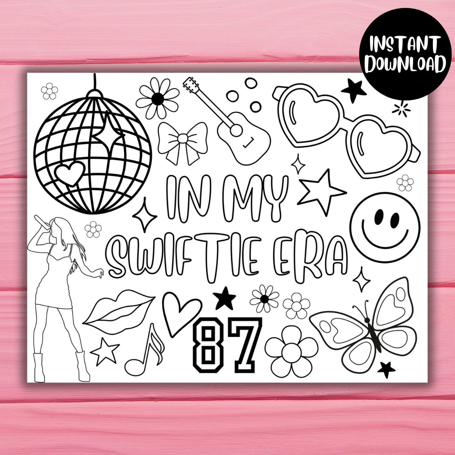 In My Swiftie Era Coloring Sheet Printable, Taylor Inspired Coloring ...