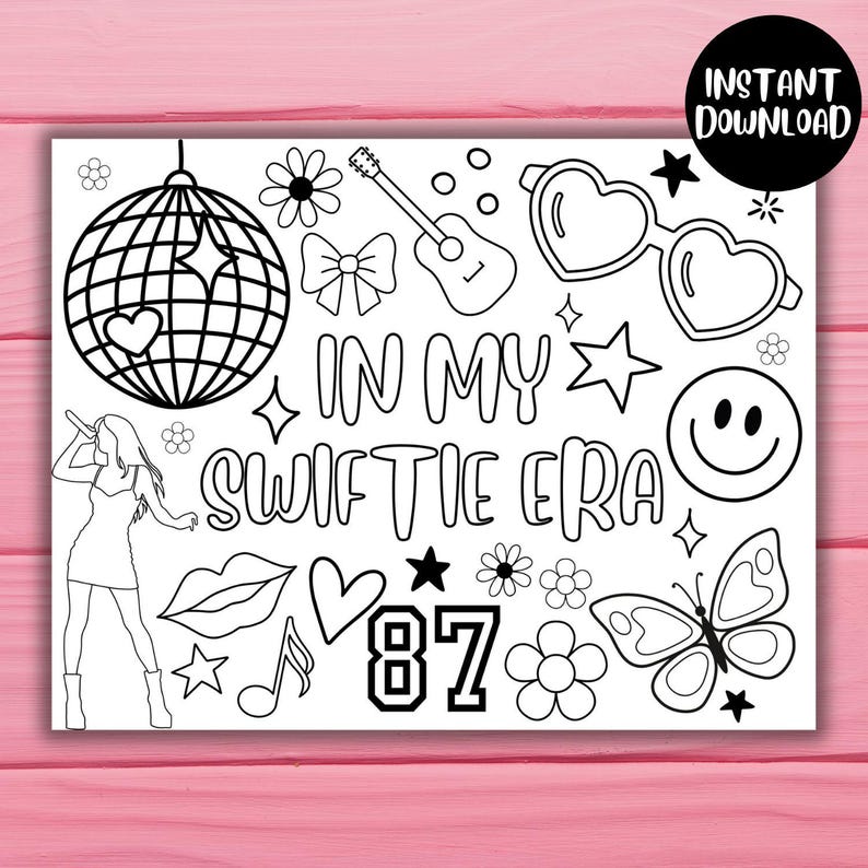 In My Swiftie Era Coloring Sheet Printable, Taylor Inspired Coloring ...