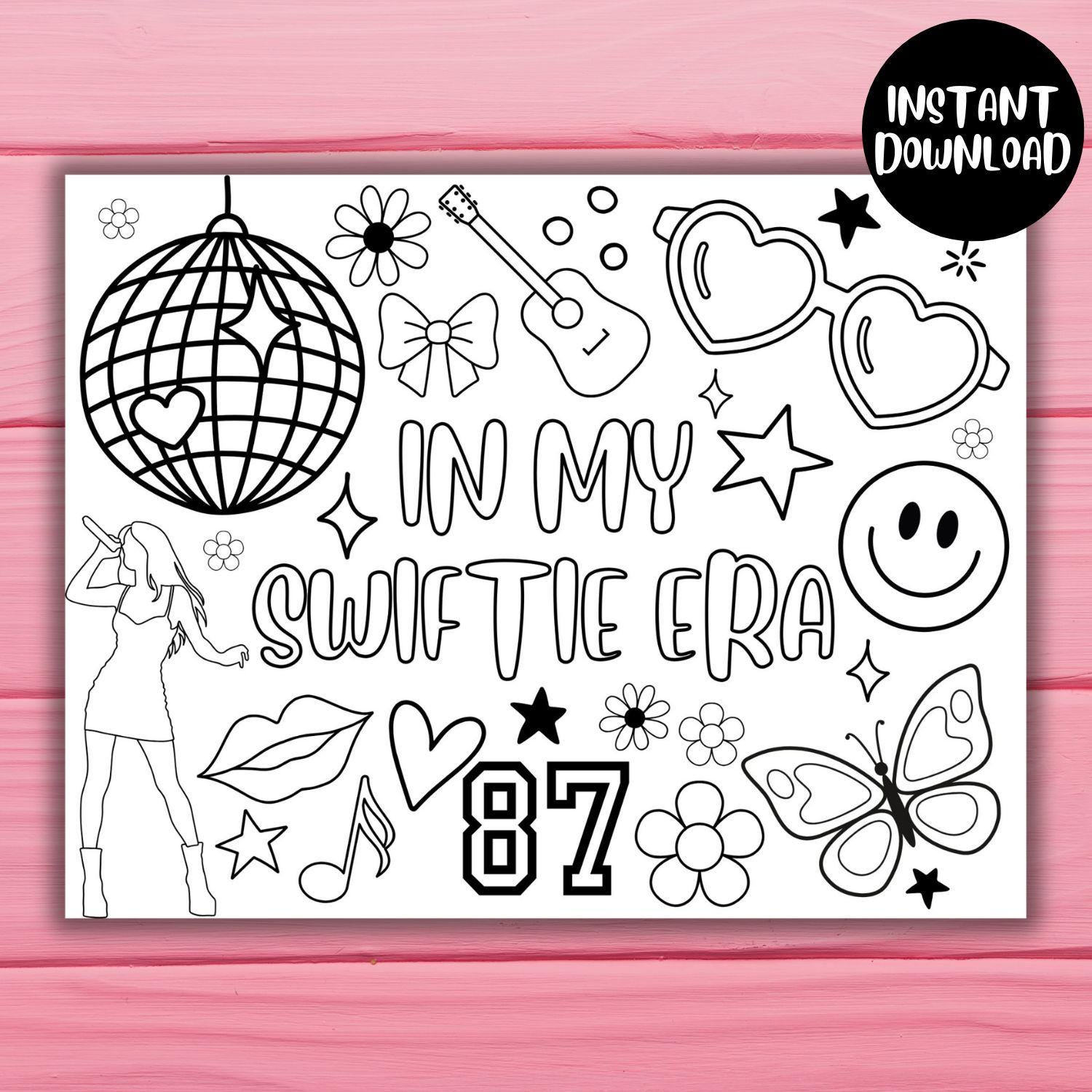 In My Swiftie Era Coloring Sheet Printable, Taylor Inspired Coloring ...