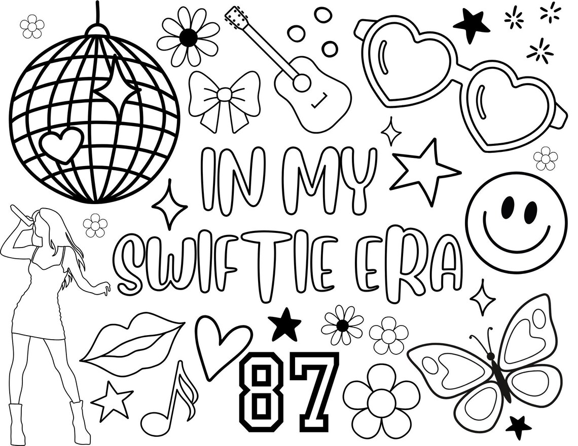 In My Swiftie Era Coloring Sheet Printable, Taylor Inspired Coloring ...