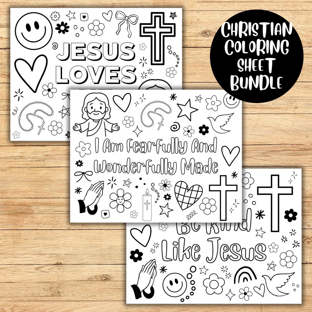 Christian Coloring Sheets for Kids Set of 3, Bible Verse Printables ...