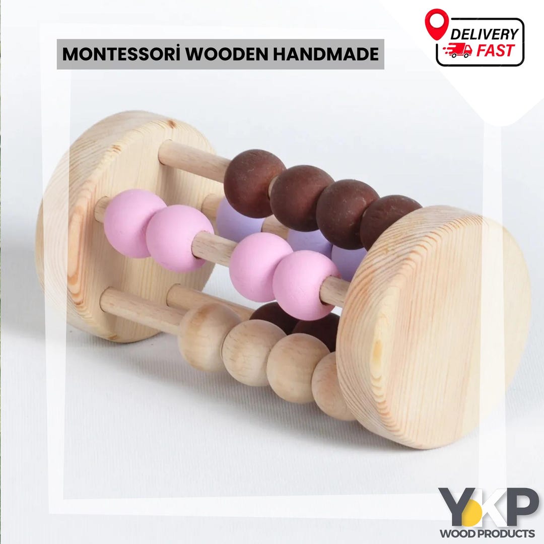 Montessori Wooden Handmade Cylinder Abacus Toy – Color and Cognitive ...