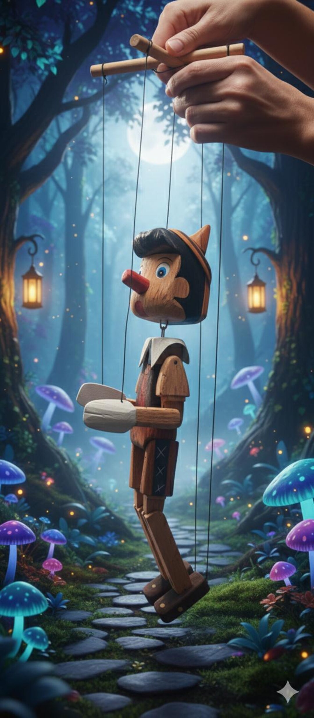 Handmade Wooden Pinocchio Marionette Puppet | Vintage Style Hanging ...