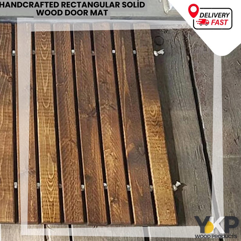 Handcrafted Rectangular Solid Wood Door Mat - Classic Wooden Entrance ...