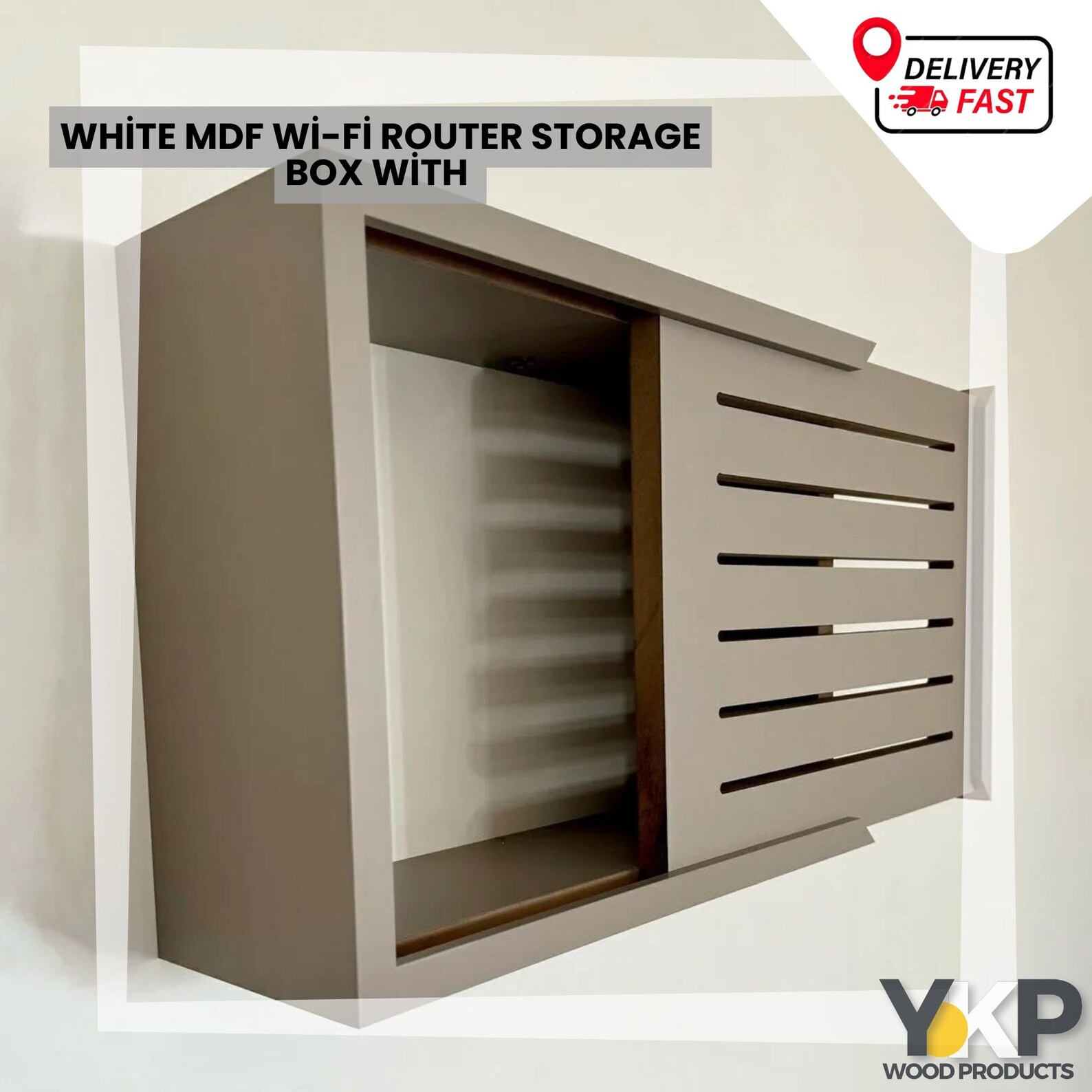 White MDF Wi-fi Router Storage Box With Hidden Screws 40x30x10 Cm Wall ...