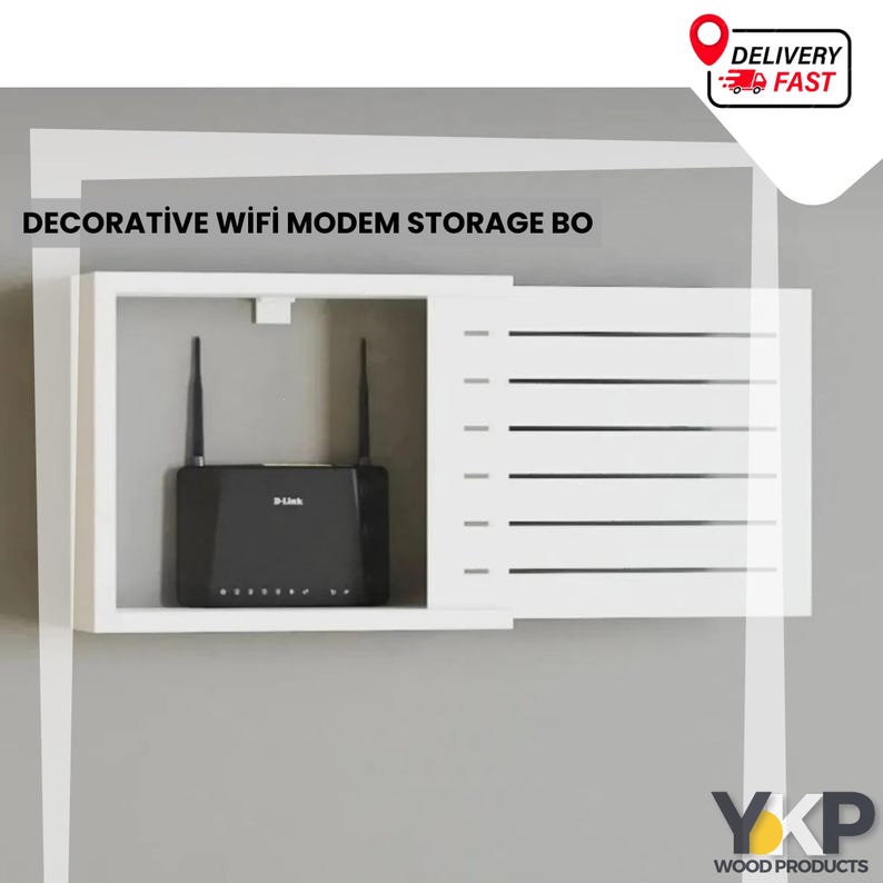 Handcrafted MDF Modem Storage Box: Wall-mounted Router Cover (15.74x13 ...