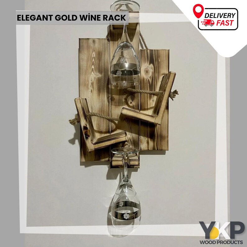 Elegant Gold Wine Rack Handmade Wooden Wine Holder With Rustic Fir Wood ...