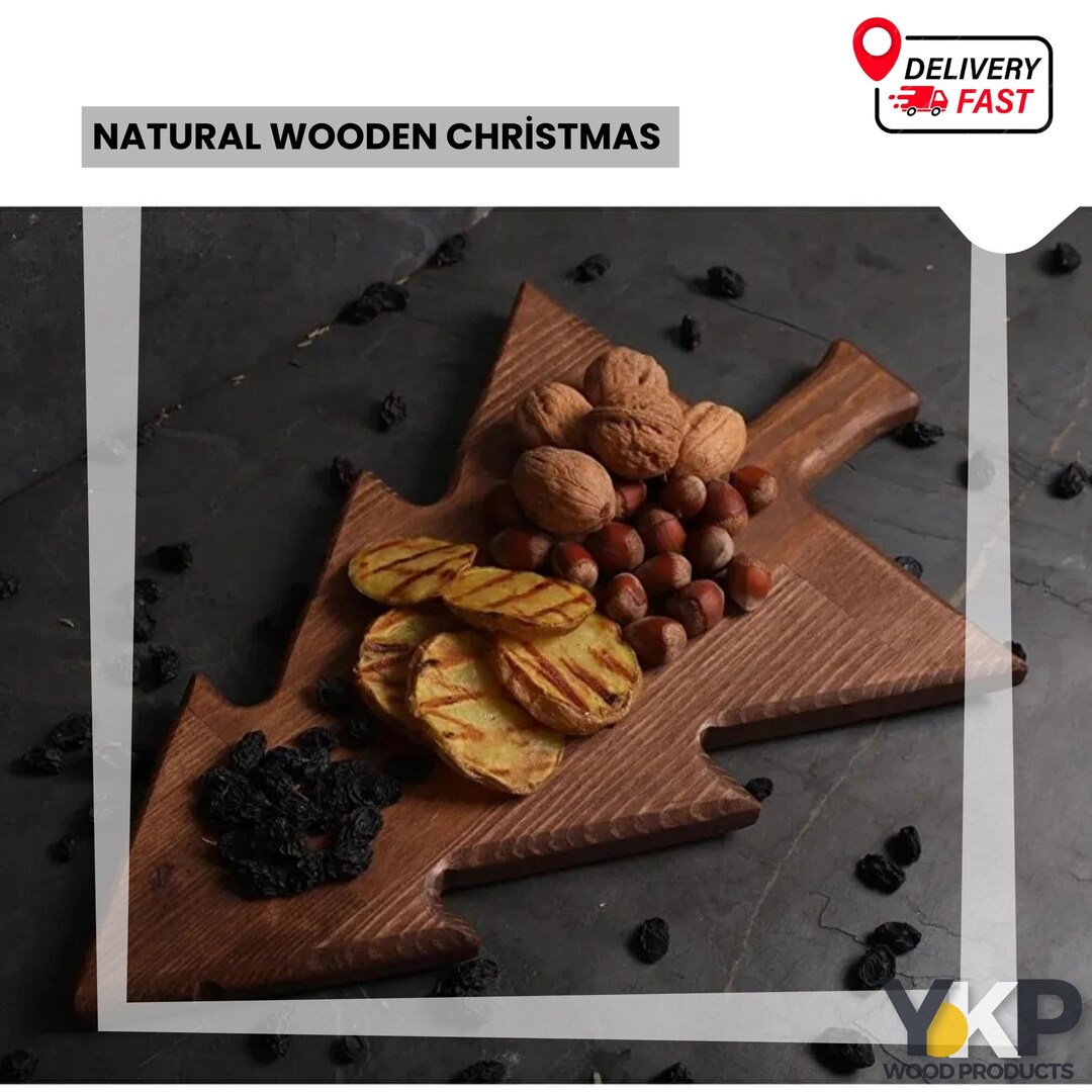 Natural Wooden Christmas Tree Cheese and Serving Board - Handmade Pine ...