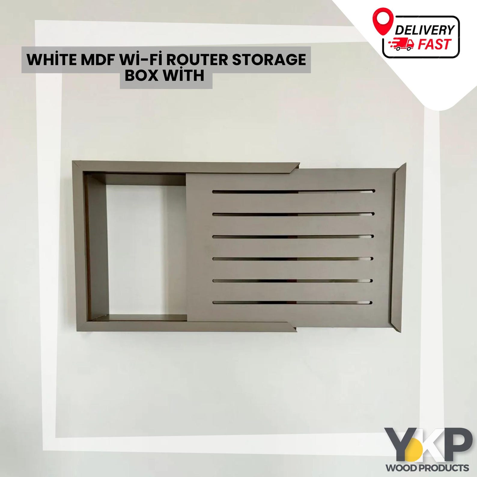 White MDF Wi-fi Router Storage Box With Hidden Screws 40x30x10 Cm Wall ...