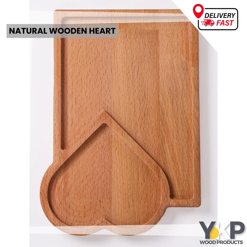 Natural Wooden Heart-shaped Coffee Serving Tray, Decorative Serving ...