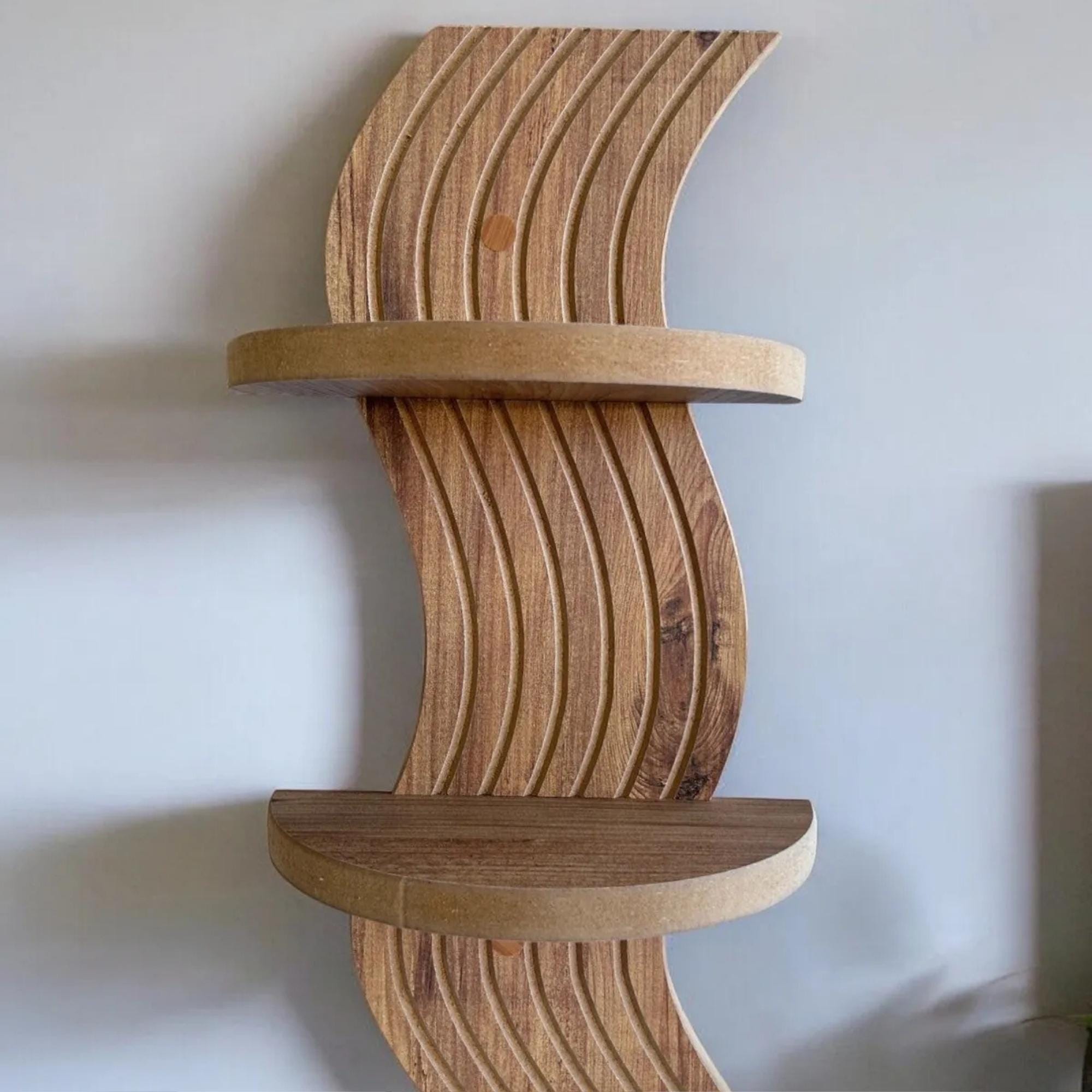 Modern Wooden Wall Shelf With Wave Design – Durable and Stylish Home ...