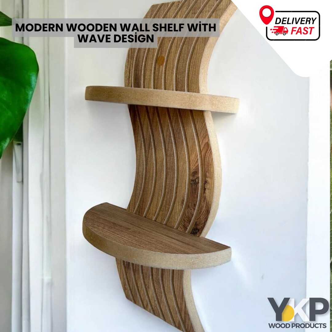 Modern Wooden Wall Shelf With Wave Design – Durable and Stylish Home ...
