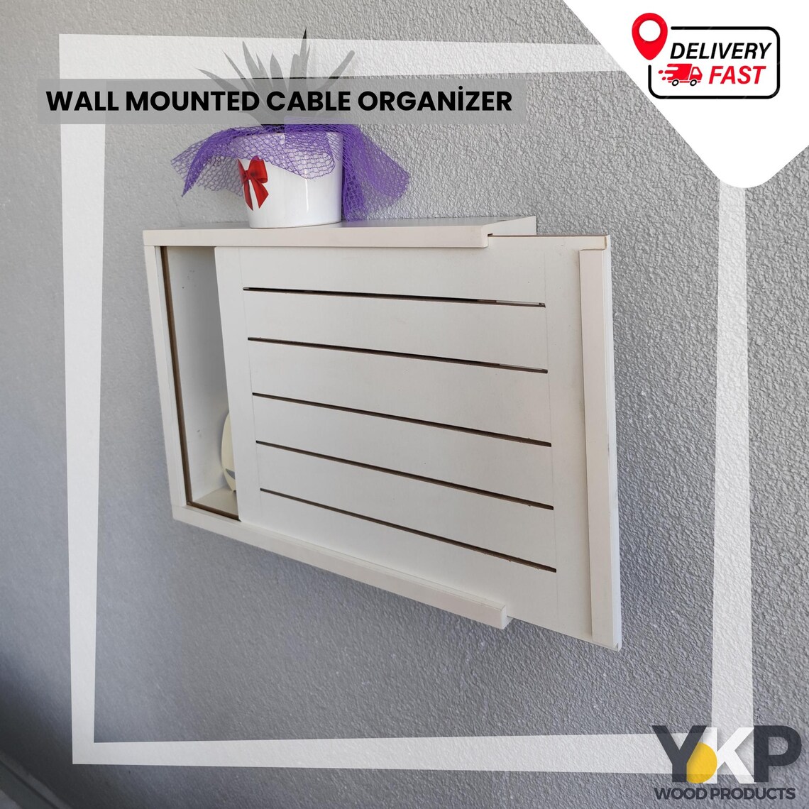 Wall Mounted Router Storage Box: Modern MDF Cable Organizer 40x35x10 Cm ...