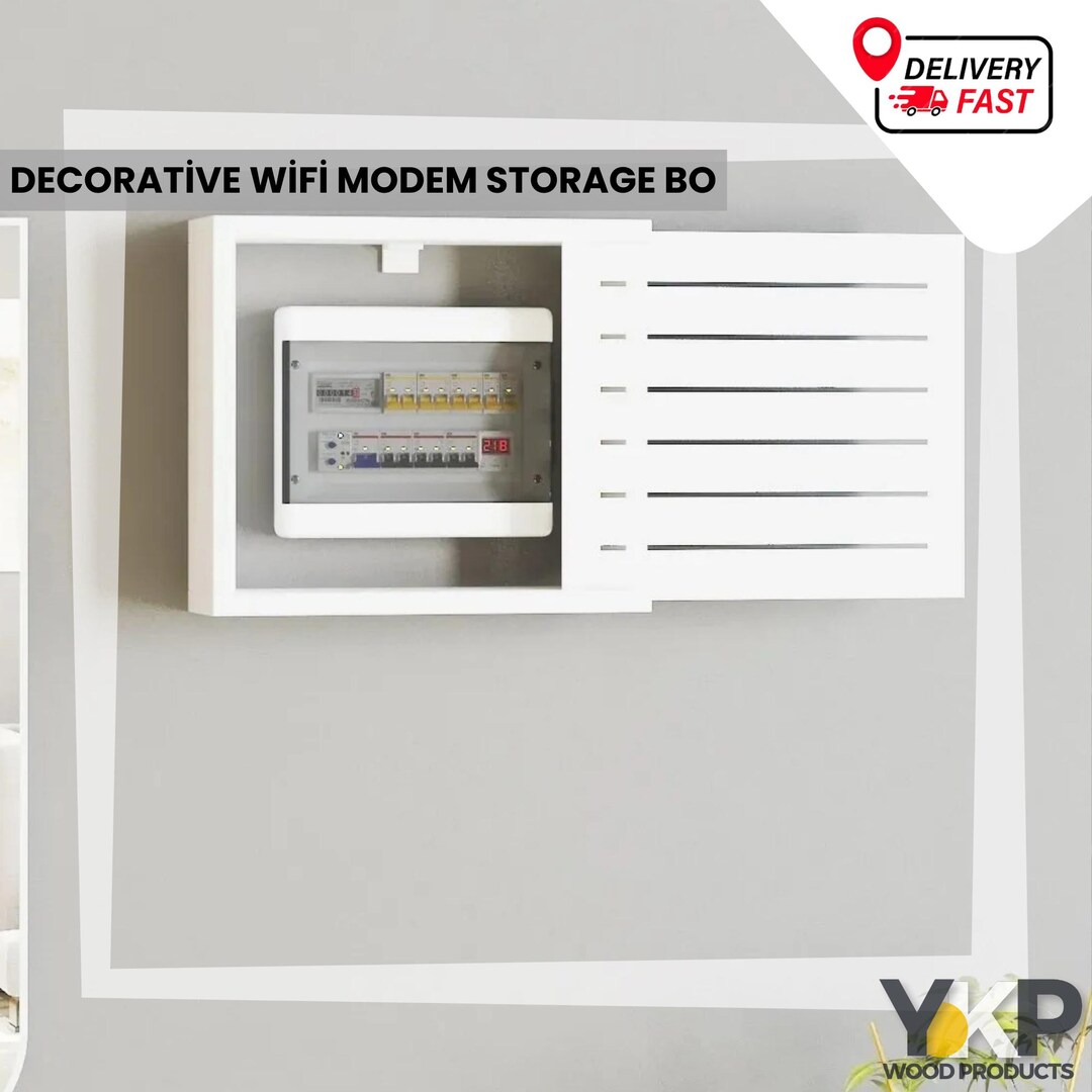 Handcrafted MDF Modem Storage Box: Wall-mounted Router Cover (40x35x10 ...