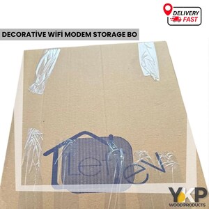 Modern Wooden & Metal Wi-fi Router Storage Box With Cable Organizer ...