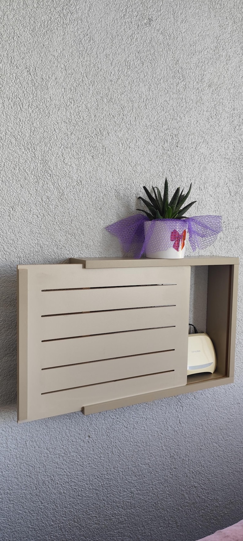 Modern Wooden & Metal Wi-fi Router Storage Box With Cable Organizer ...