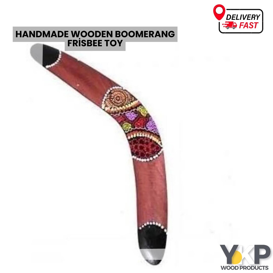 Large Handmade Wooden Boomerang Frisbee Toy - Durable Decorative Wooden ...