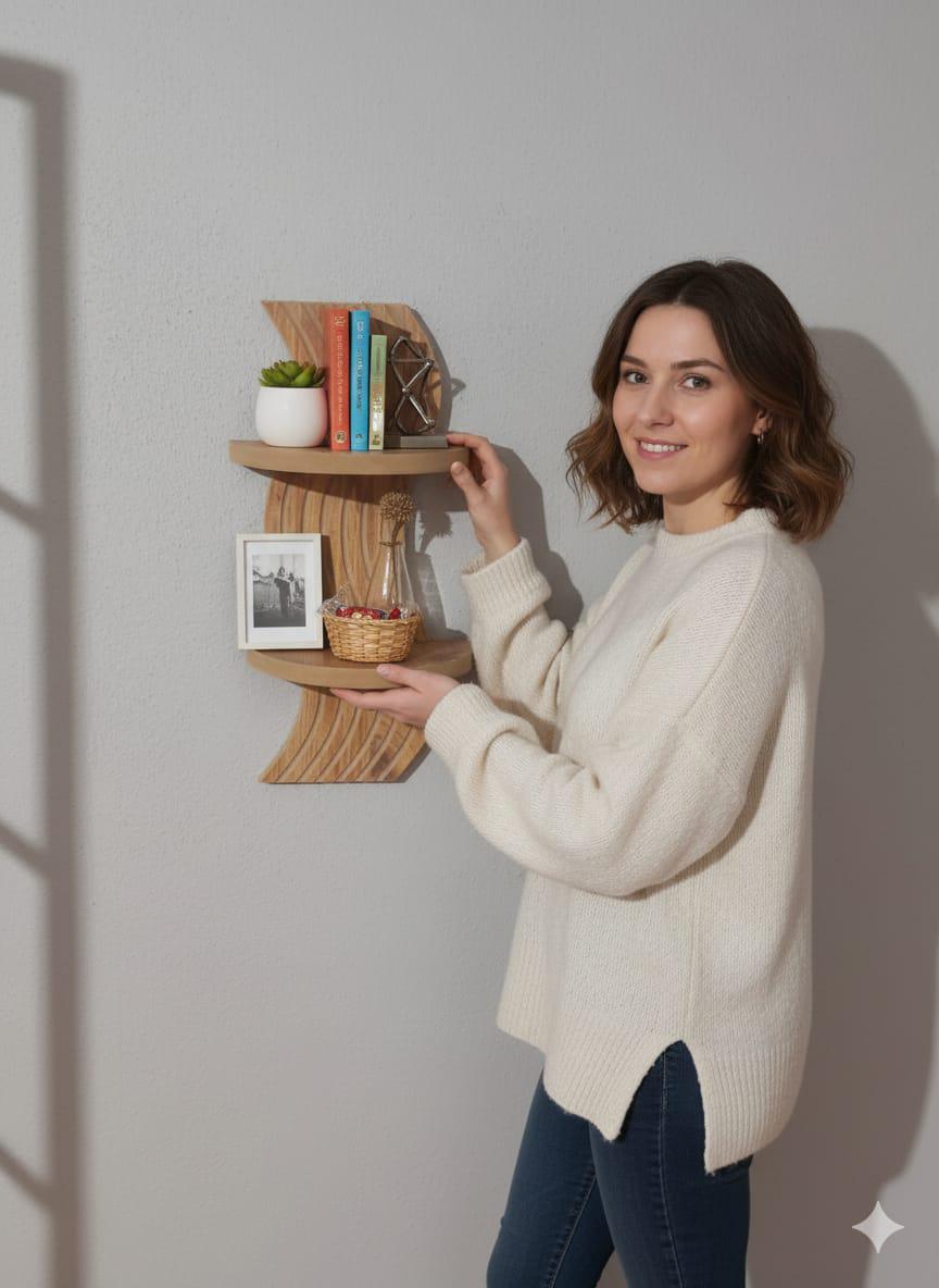 Modern Wooden Wall Shelf With Wave Design – Durable and Stylish Home ...