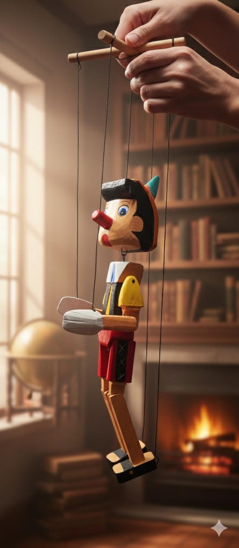 Handmade Wooden Pinocchio Marionette Puppet | Vintage Style Hanging ...
