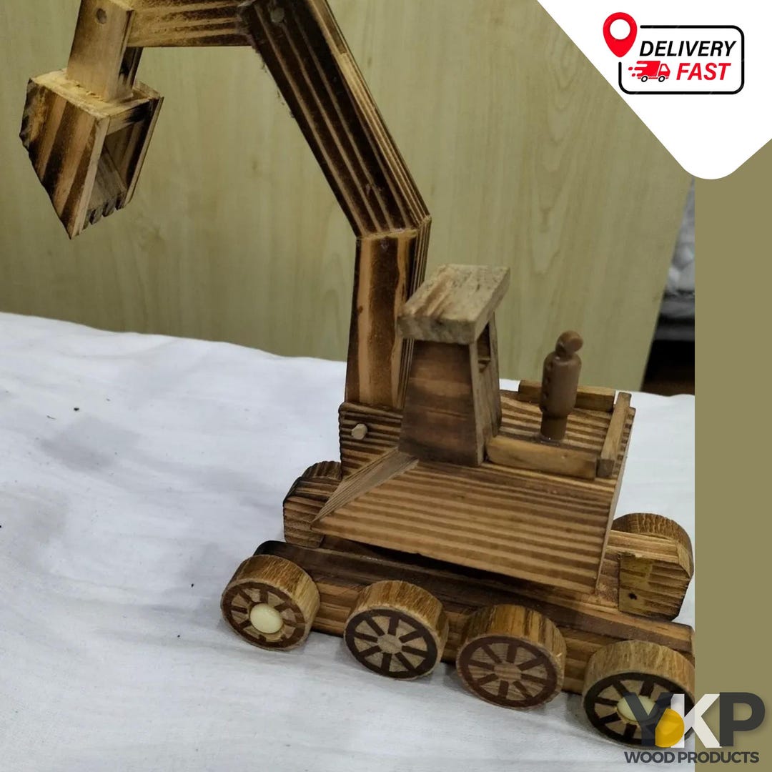 Wooden Bulldozer Toy – Handmade Educational Toy for Kids Aged 6–8 ...