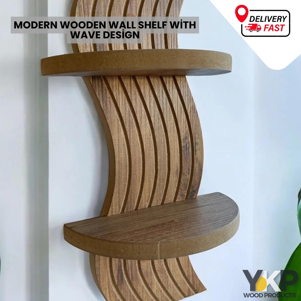 Modern Wooden Wall Shelf With Wave Design – Durable and Stylish Home ...