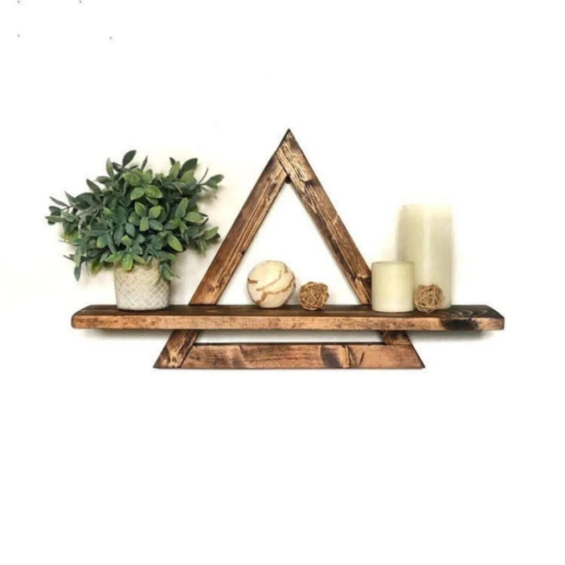 Handmade Wooden Triangle Shelf - Modern & Decorative Wall Mounted Solid ...