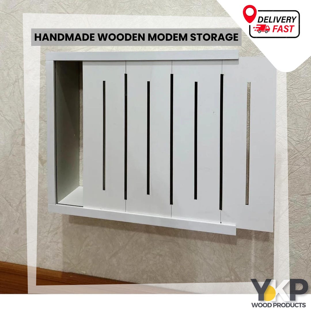 Handmade Wooden Modem Storage Box With Wall Mount 2-year Warranty 10x ...