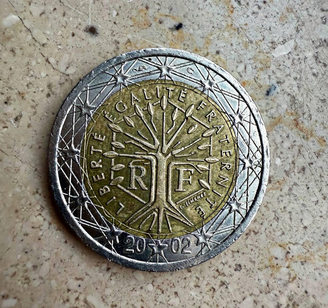Rare Coin, 2 Euro Coin 2002 France, French 2002 Euro Coin, 2 Euro 2002 ...