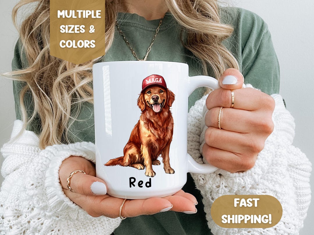 Red Golden Retriever Dog Mug, Trump Mug, Trump Merch, Funny Political ...