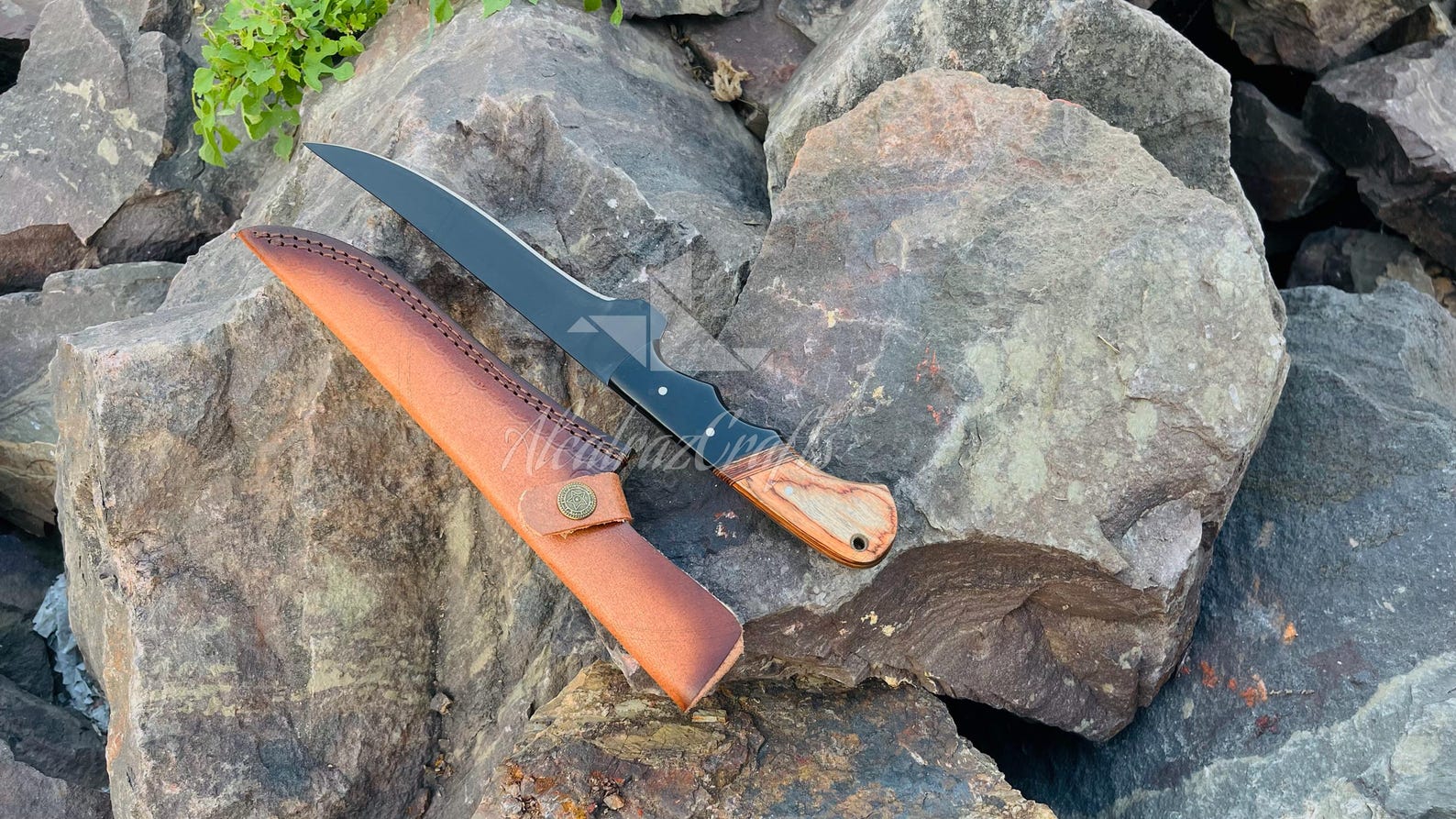 Steel Fillet Knife With Leather Sheath | Professional Fish & Meat ...