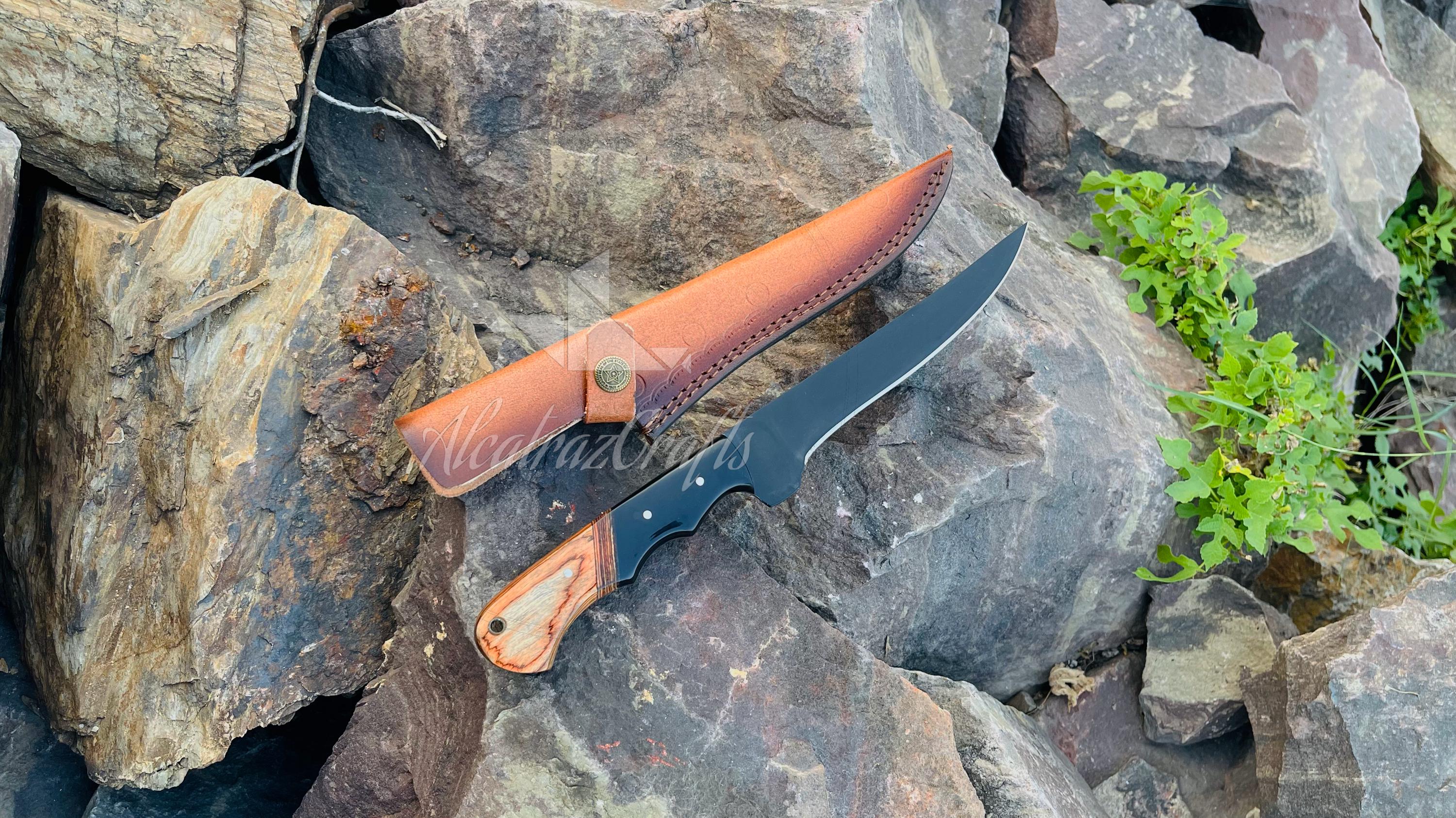 Steel Fillet Knife With Leather Sheath | Professional Fish & Meat ...