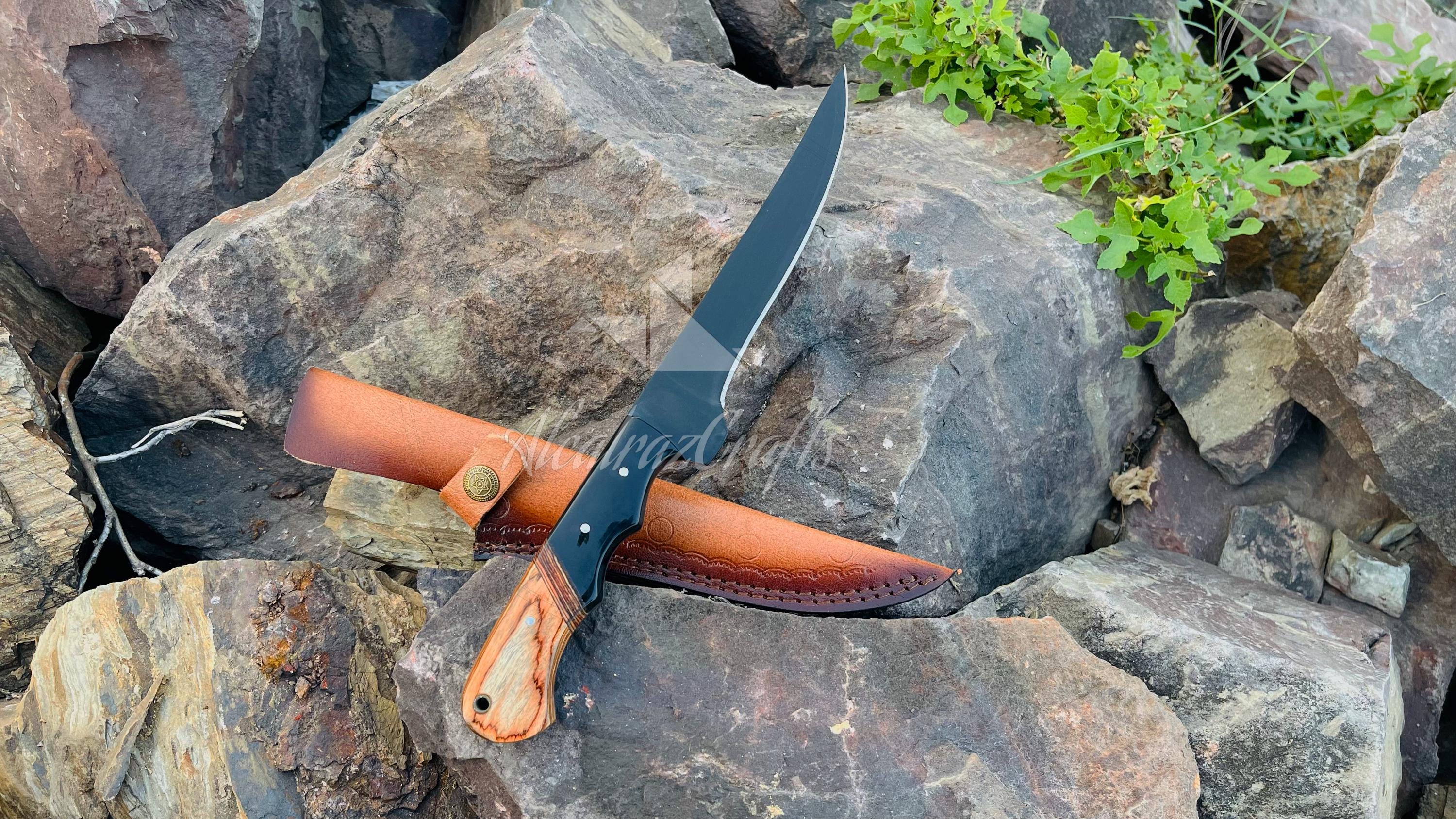 Steel Fillet Knife With Leather Sheath | Professional Fish & Meat ...