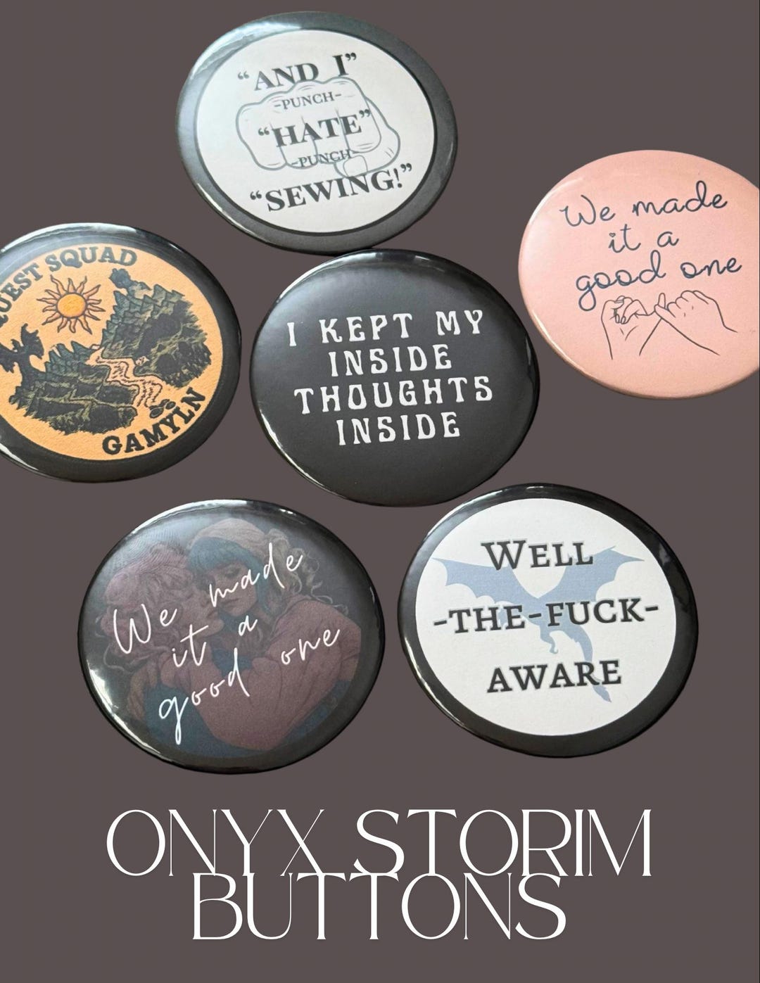 Onyx Storm Merch 25, 32, 58 MM Buttons - Etsy
