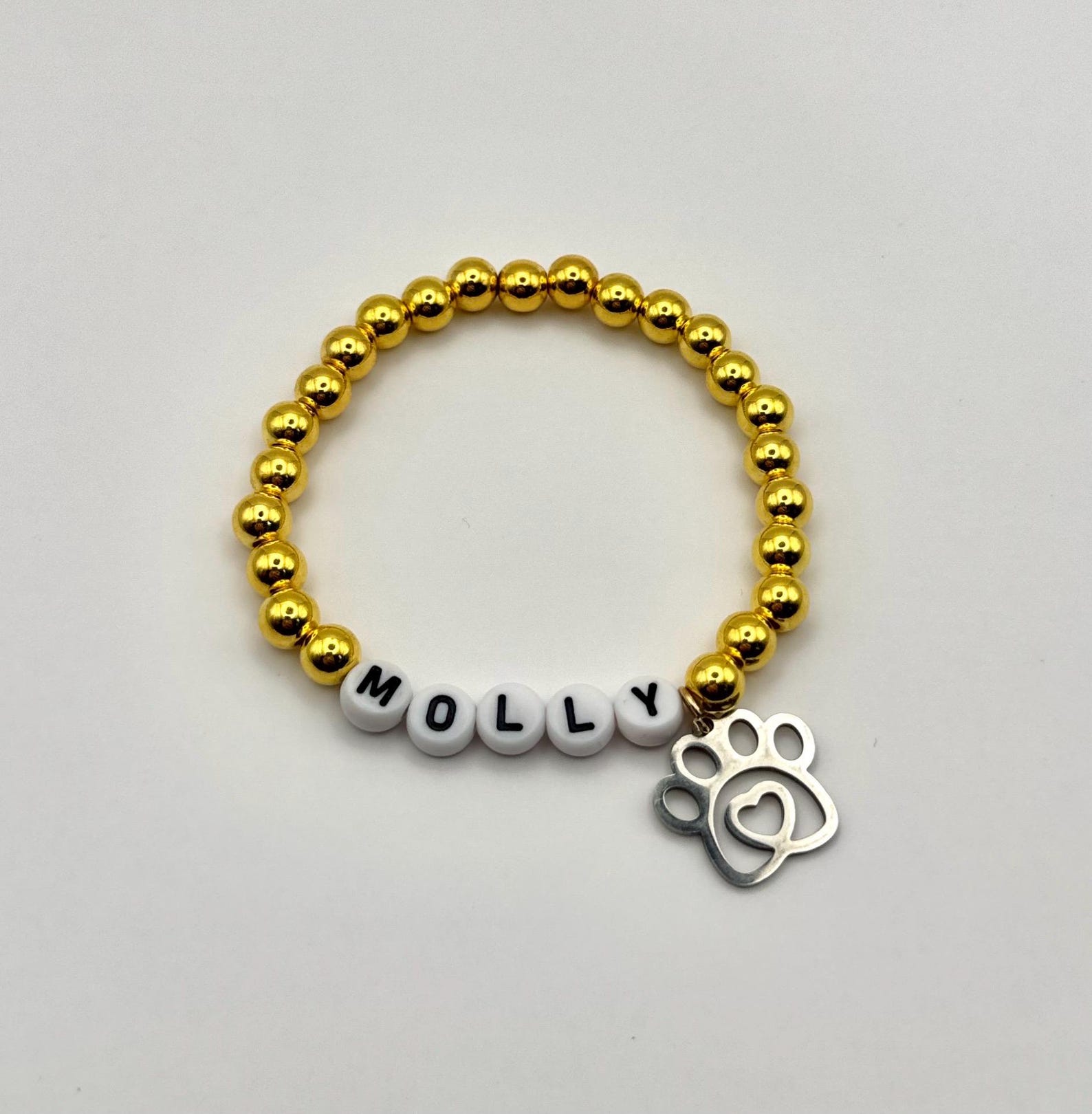 Pet Name Gold Bracelet Custom Animal Memorial Jewelry Dog Cat Mom ...
